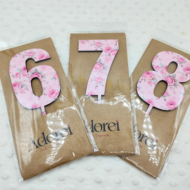 Cake Topper - Shabby Chic Pink Number Cake Topper - Wooden – Latorta