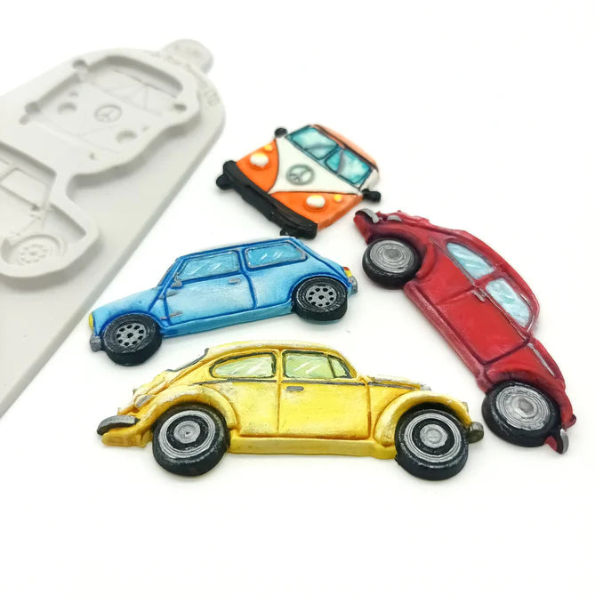 Silicone Mould - Mini Motors (Iconic Cars - Kombi, Beetle, Mini Minor ...